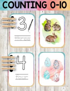 Count to 10 Math Fine Motor Number Spring Cards Bilingual English ...