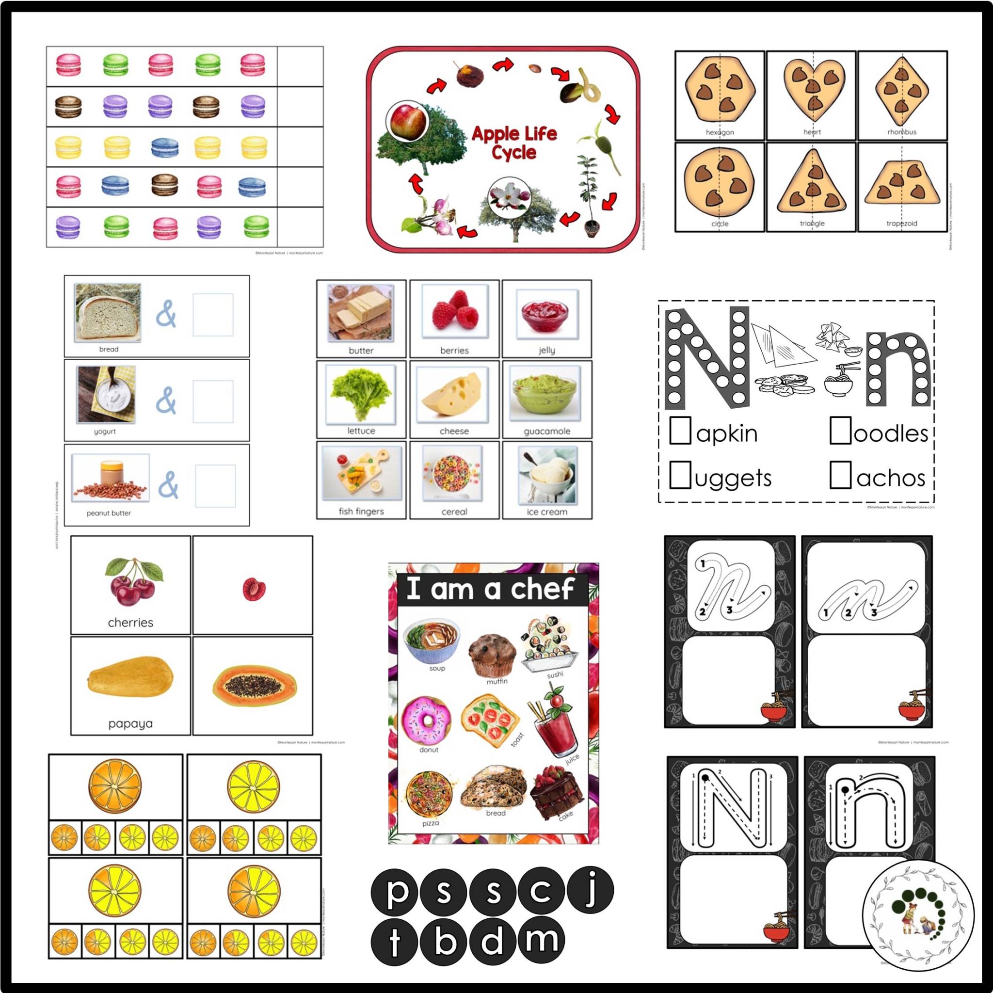 Food Pack I am a Chef Preschool and Kindergarten - Montessori Nature
