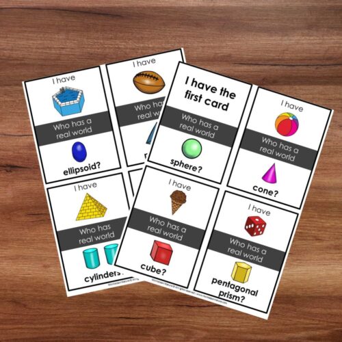 3D Shapes Real World Objects I Have Who Has Math Game