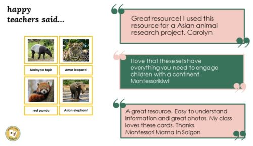 45 Animals Of Asia: 3 Part Cards & Facts - Montessori Nature
