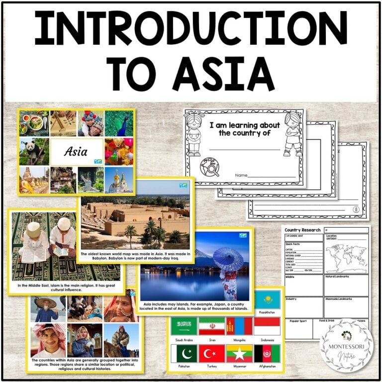Asia Continent Cards and Country Research B&W Booklet