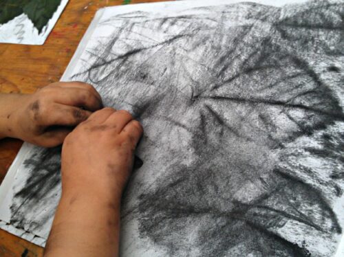 Charcoal Drawing Process Art for Preschool: Process Art - Montessori Nature