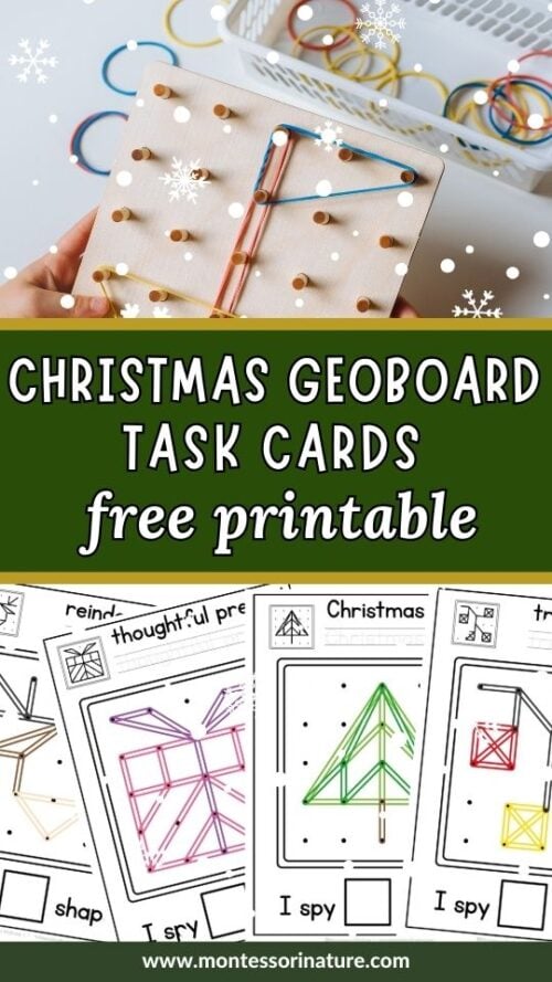Free Printable - Christmas Geoboard Task Cards - Montessori Nature