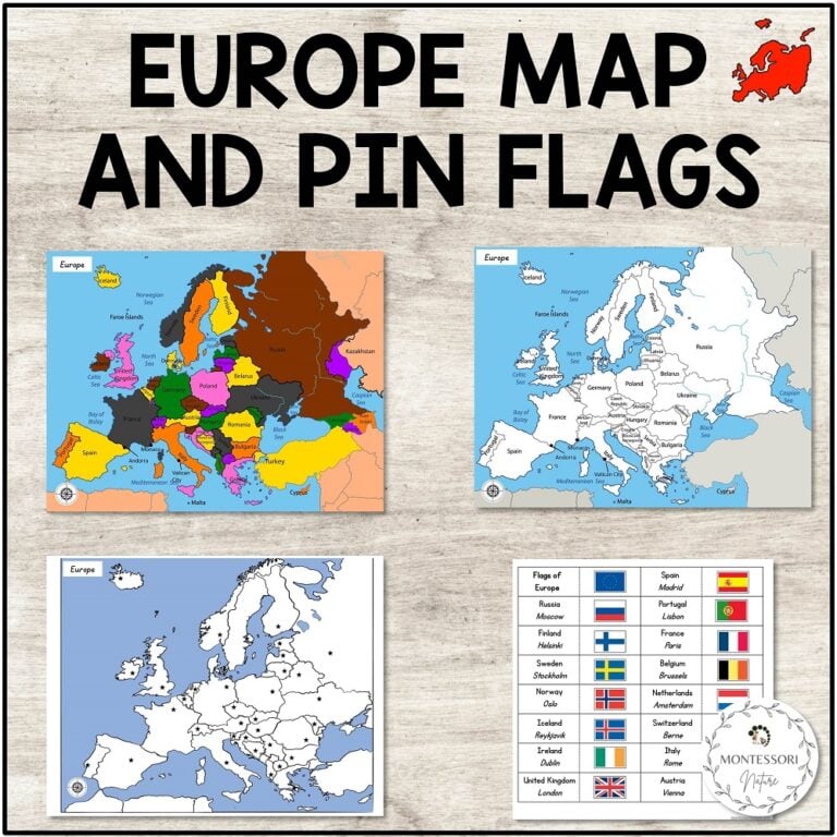 Europe Maps and Blackline Masters, Flags - Montessori