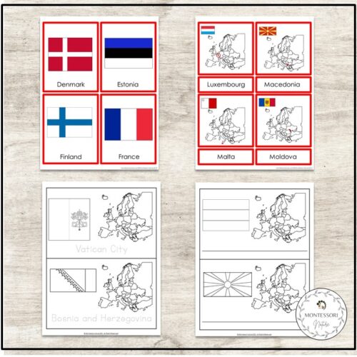 Flags of Europe 3-Part Cards Student Book - Montessori Nature