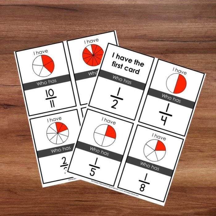 I Have, Who Has Math Game Fractions