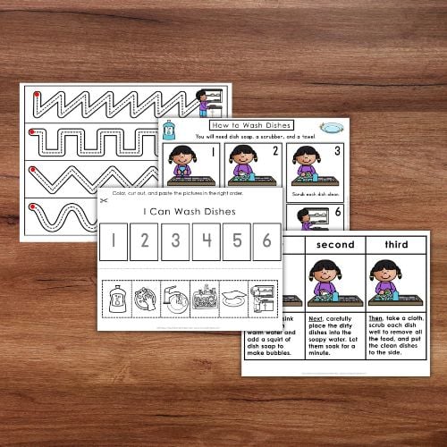 How to Wash Dishes: Practical Life Daily Chores Sequencing Activity ...