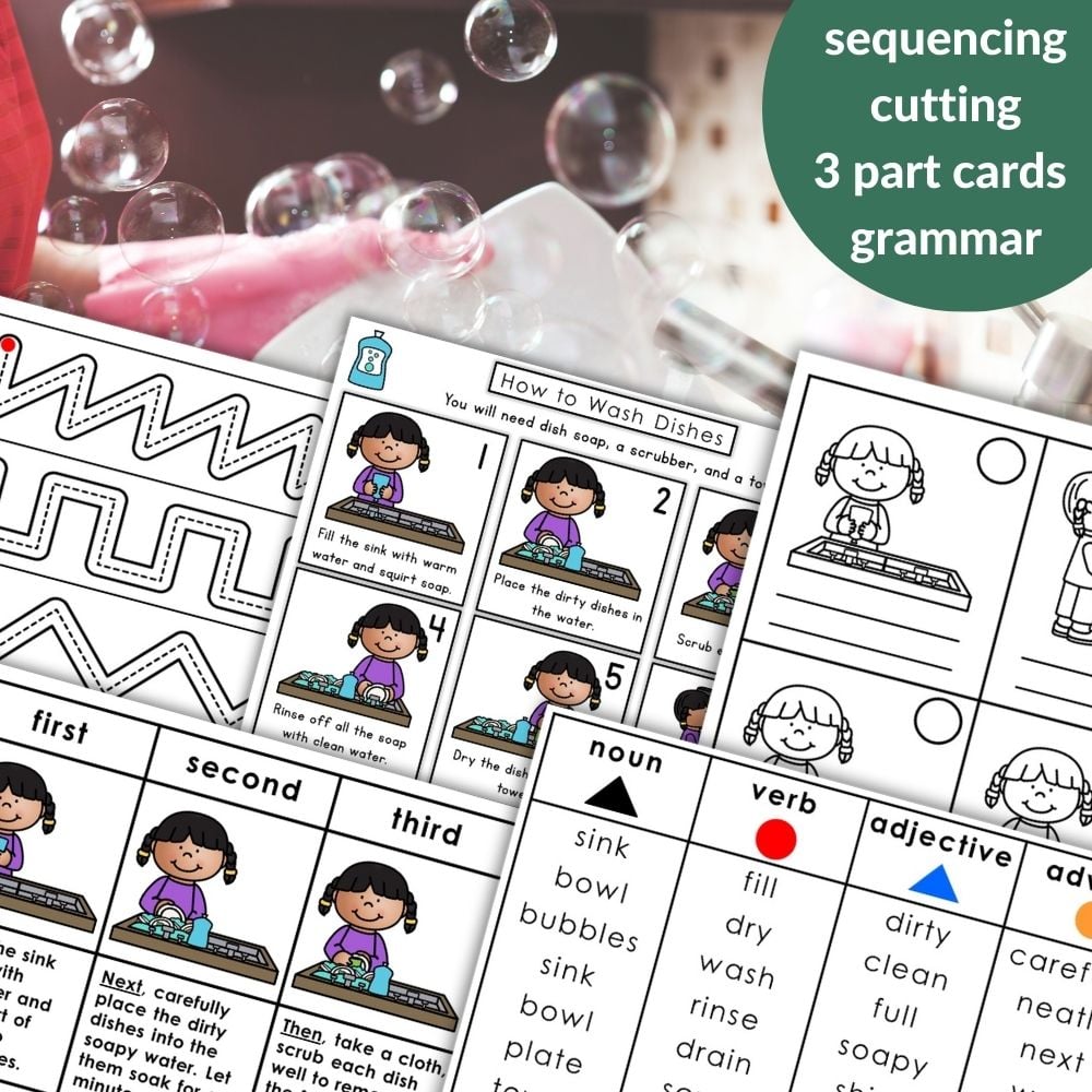 How to Wash Dishes: Practical Life Daily Chores Sequencing Activity ...