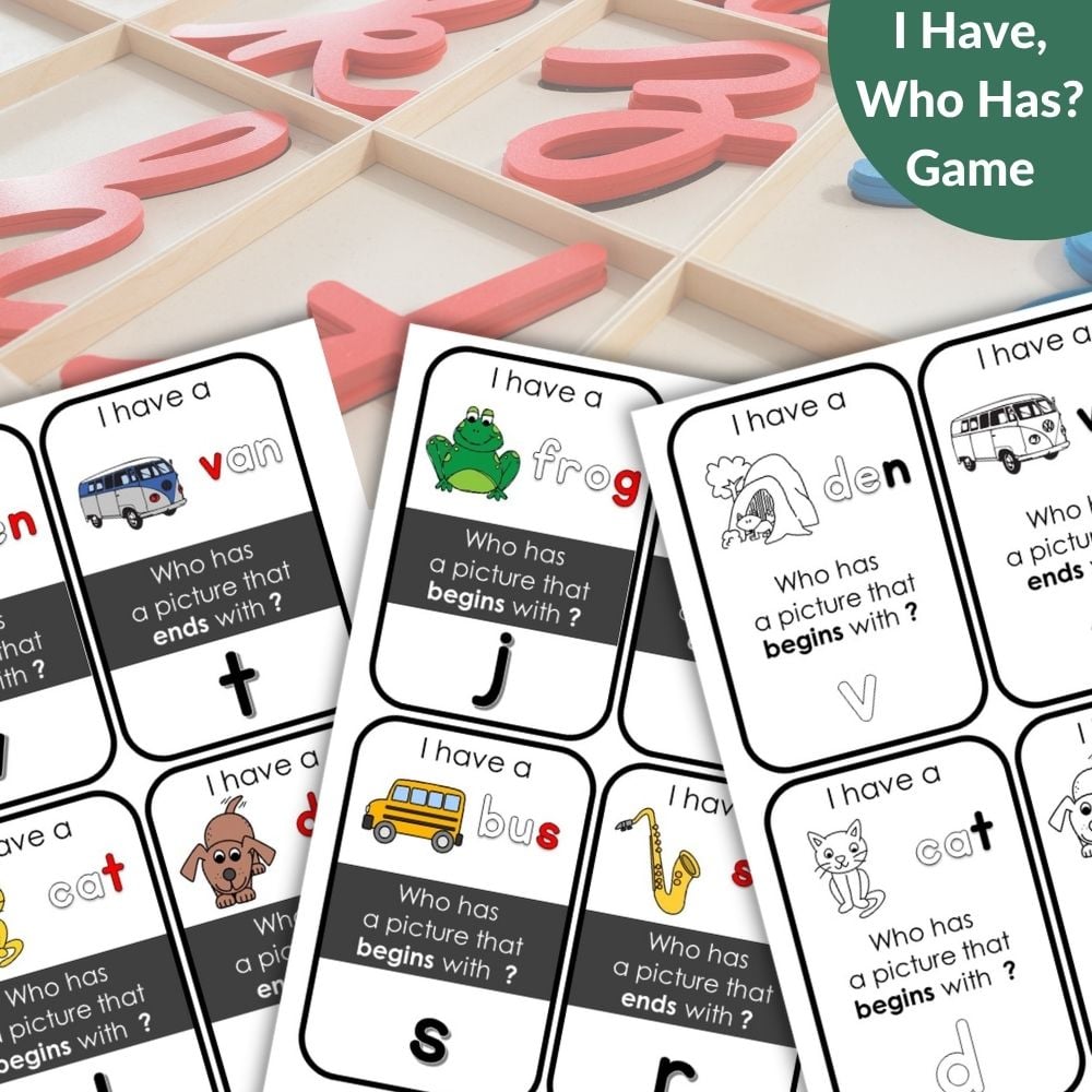 Beginning Ending Sounds I Have Who Has Game CVC Phonics - Montessori Nature