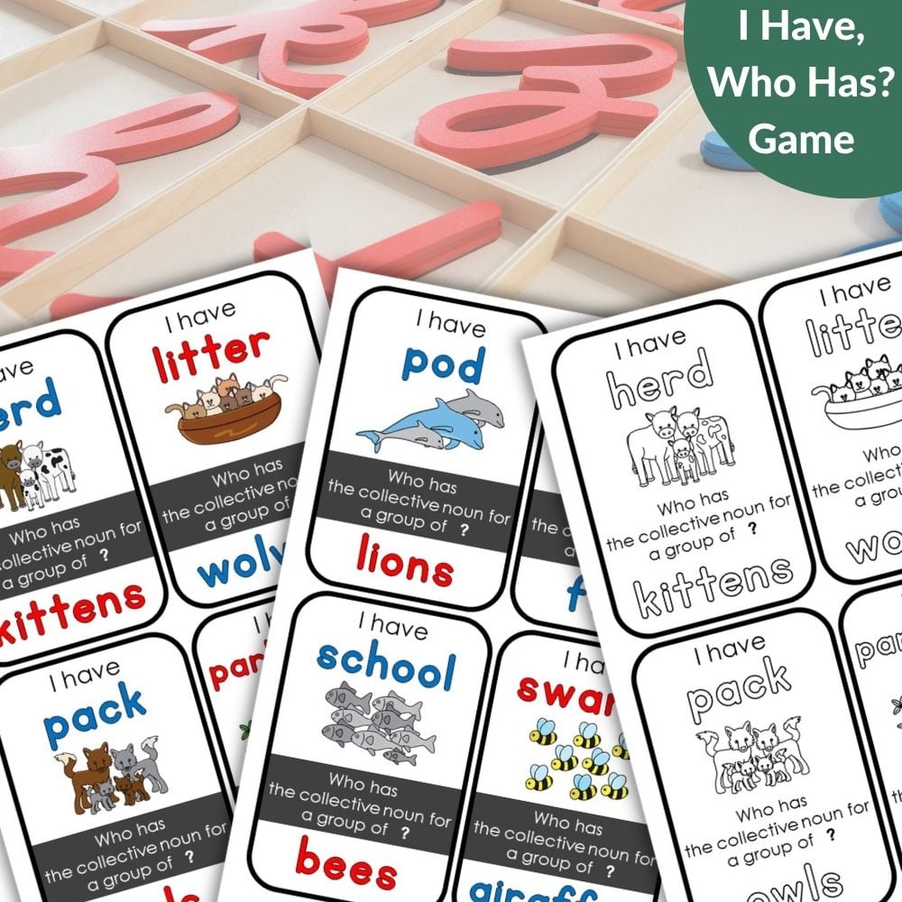 Collective Nouns I Have, Who Has Game - Montessori Nature