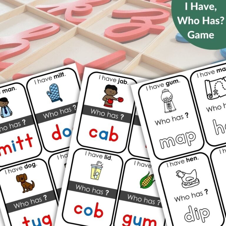 CVC Words Short Vowels Phonics I Have, Who Has? Game for K - Gr 1 ...
