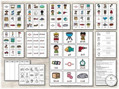 Read and Write Short Vowel Cards Tracing Worksheets - Montessori Nature