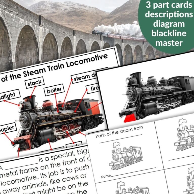 Parts of the Steam Train Locomotive Activities - Montessori Nature