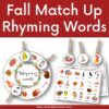 Free Printable - Fall Match Up Rhyming Words With Pegs - Montessori Nature