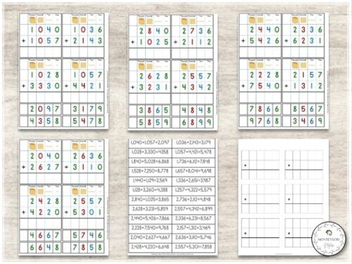 Static Addition: Place Value Operation Math Cards 4 Digit Numbers ...