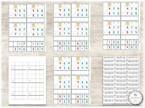 Subtraction Without Regrouping: Place Value Operation Cards 3 Digit ...