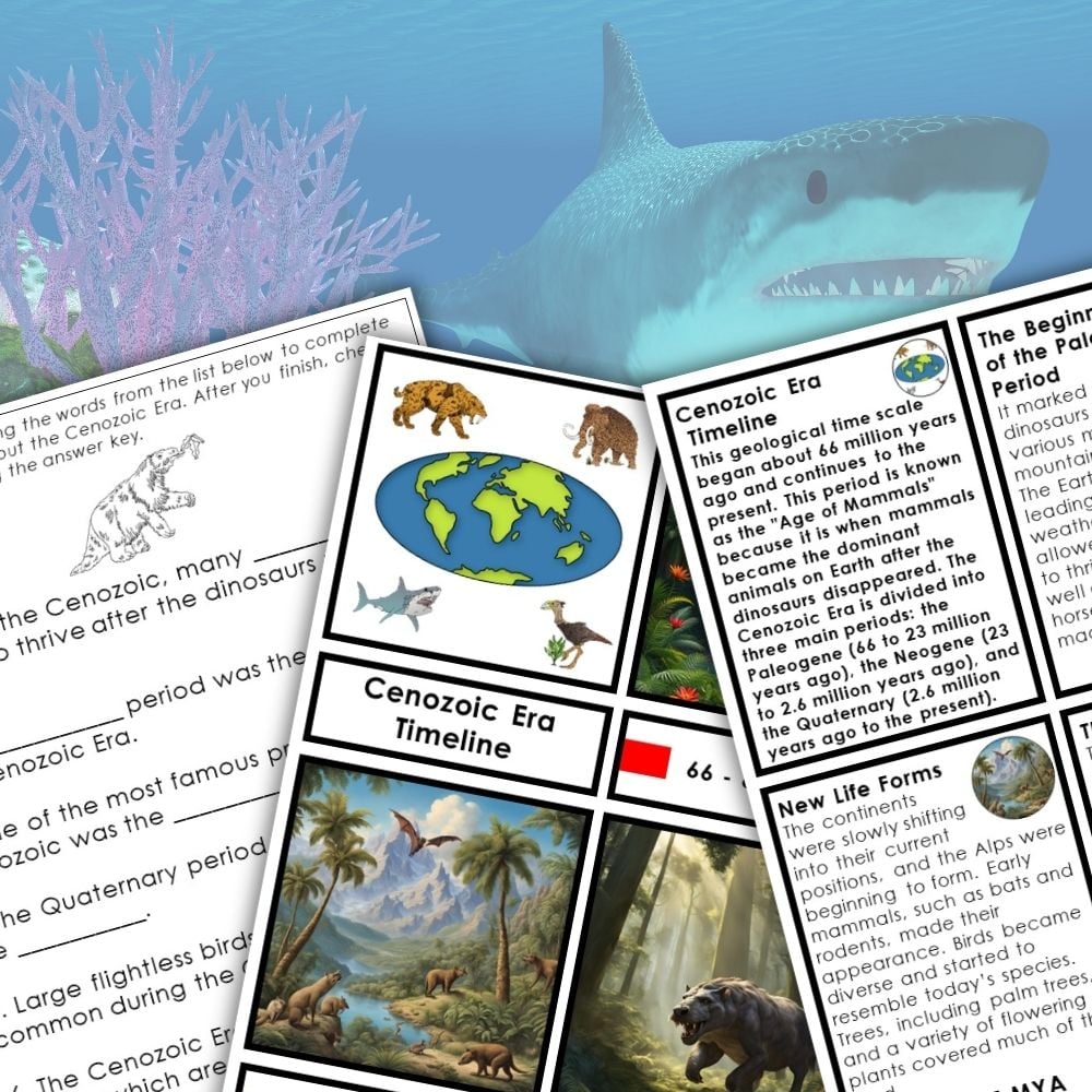Cenozoic Era Timeline Second Great Lesson 3-Part Cards - Montessori Nature